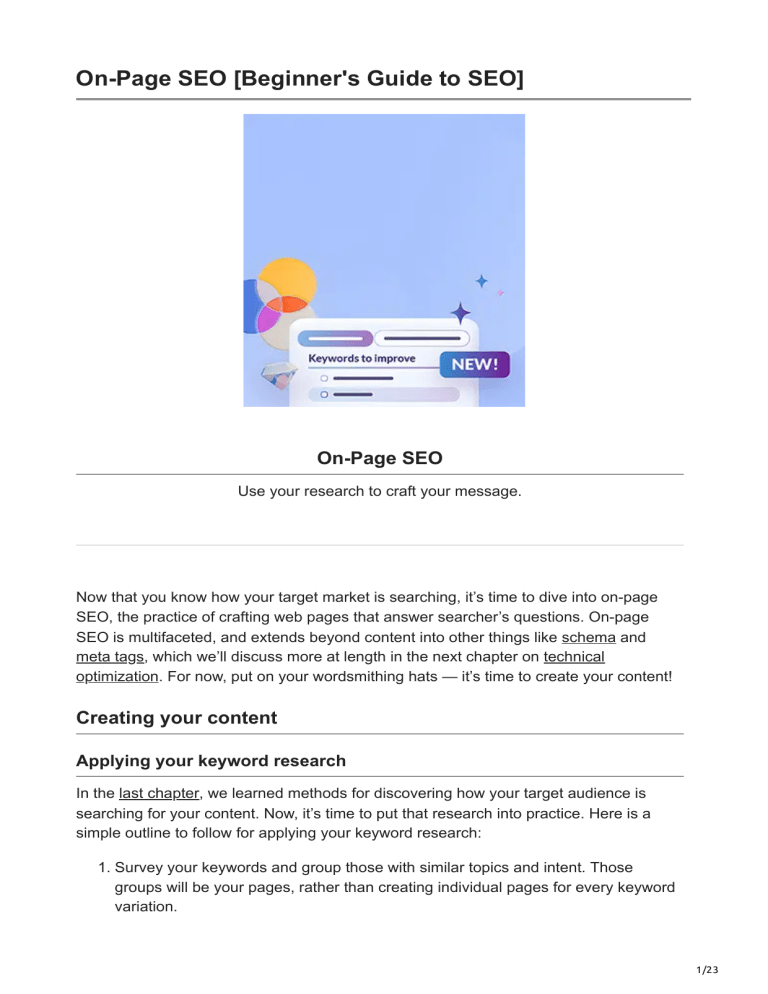 On-Page SEO: Beginner's Guide to Search Engine Optimization