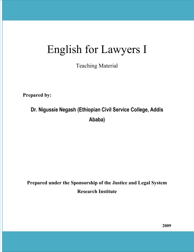 English for Lawyers I: Coursebook for Law Students