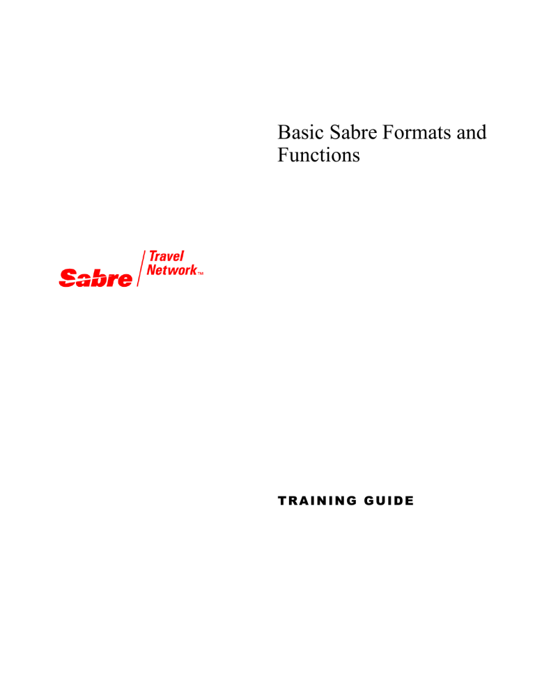 Sabre Training Guide: Basic Formats & Functions