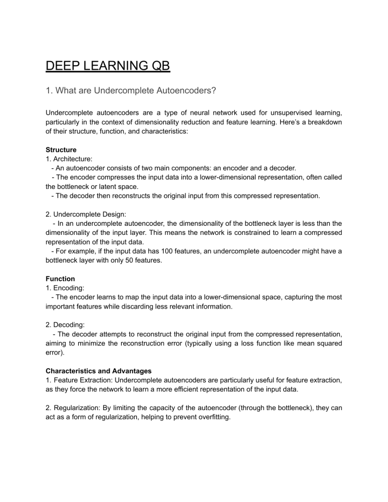 Deep Learning QB: Autoencoders & LSTM Models Explained