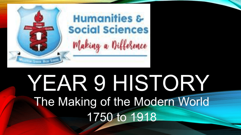 Year 9 History: The Making of the Modern World (1750-1918)