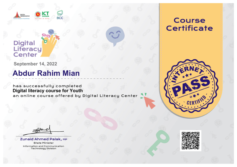 Digital Literacy Course Certificate for Youth