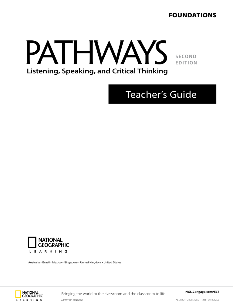 Pathways Foundations Teacher's Guide: Listening & Speaking