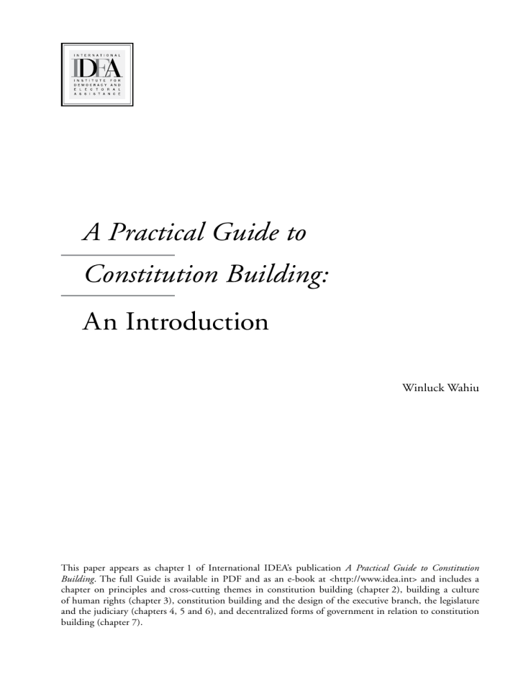 Constitution Building: A Practical Guide Introduction