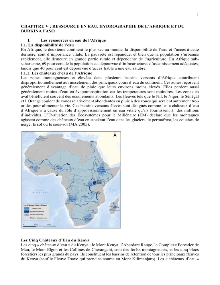 Ressources en eau et hydrographie en Afrique