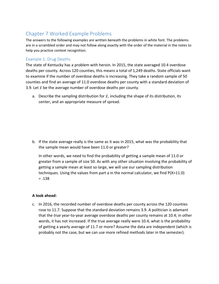 Statistics Worked Example Problems: Sampling & Probability