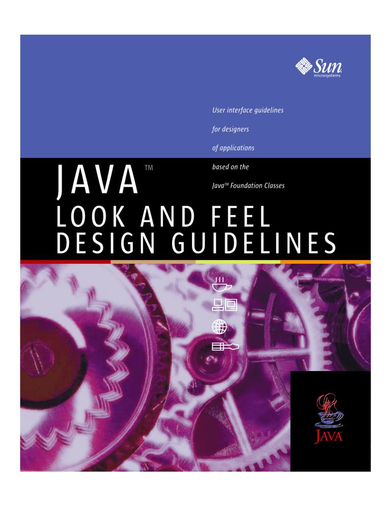Java Look and Feel Design Guidelines for User Interfaces