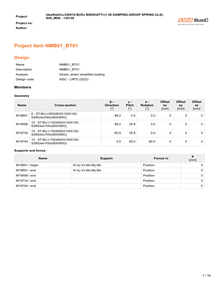 Idea StatiCa Structural Analysis Report
