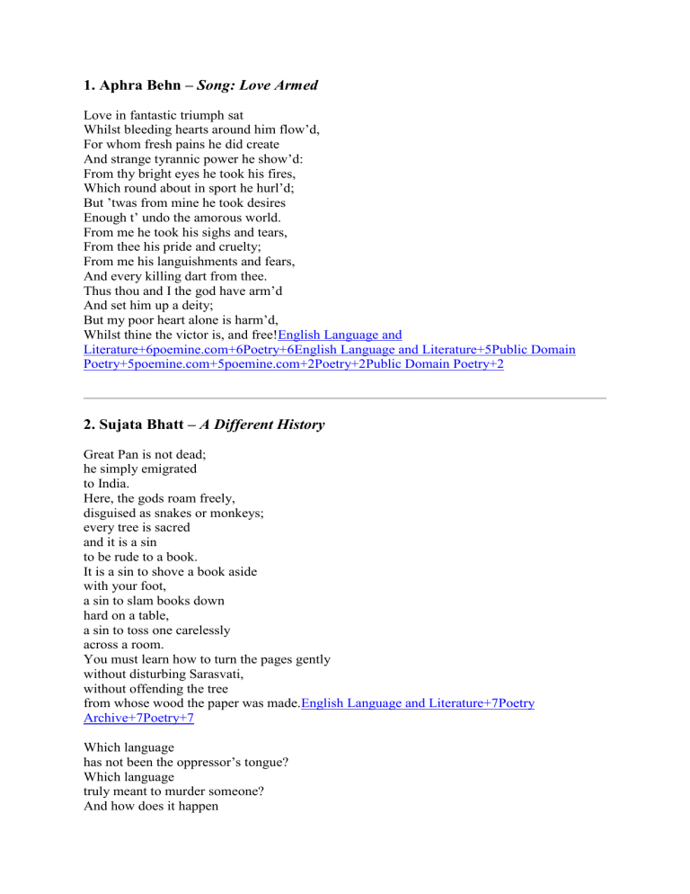 Poetry Collection: Classic and Contemporary Poems