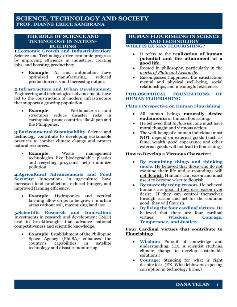 Science, Technology & Society: Nation-Building & Flourishing