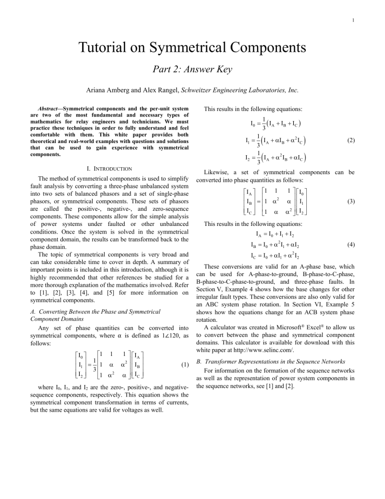 Symmetrical Components Tutorial: Fault Analysis & Power Systems