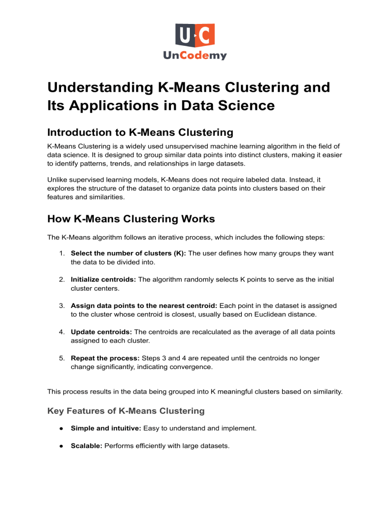 K Means Clustering Understanding And Applications In Data Science