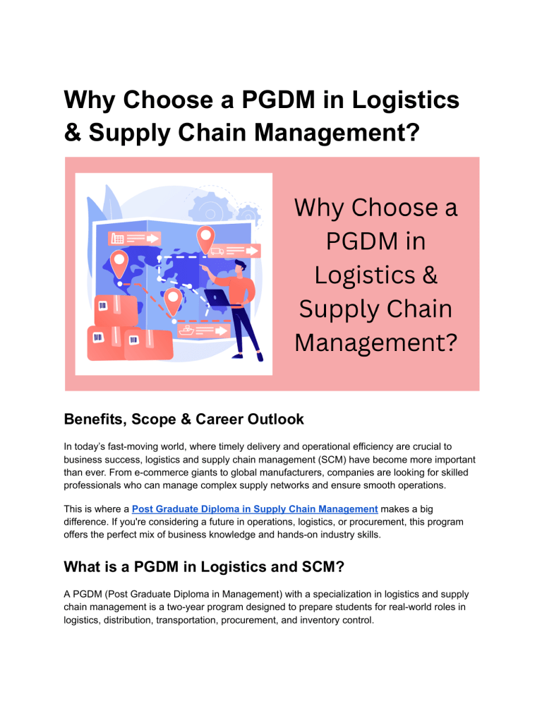 PGDM in Logistics & Supply Chain Management: Benefits & Career
