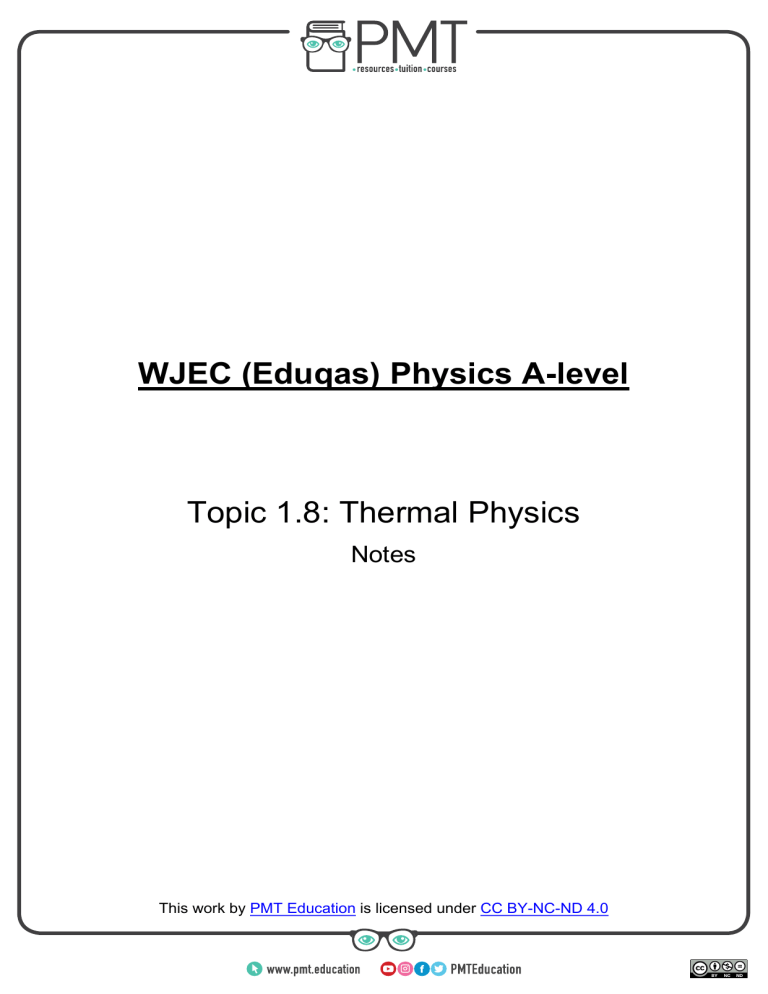 Thermal Physics A-Level Notes: WJEC Eduqas