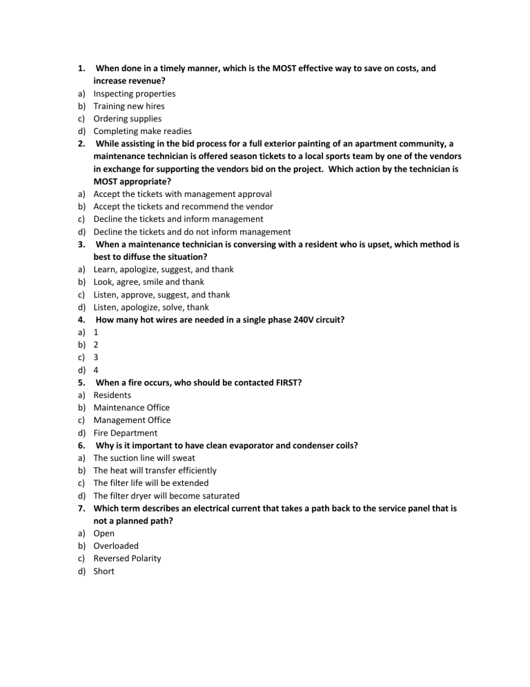 Property Maintenance Exam Questions & Answers