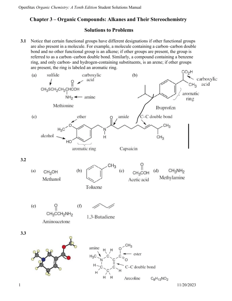 Organic Chemistry: Alkanes & Stereochemistry Solutions