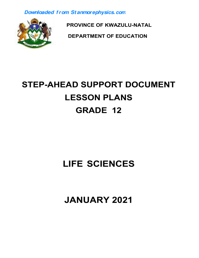 Grade 12 Life Sciences Lesson Plans: DNA, Meiosis, Reproduction