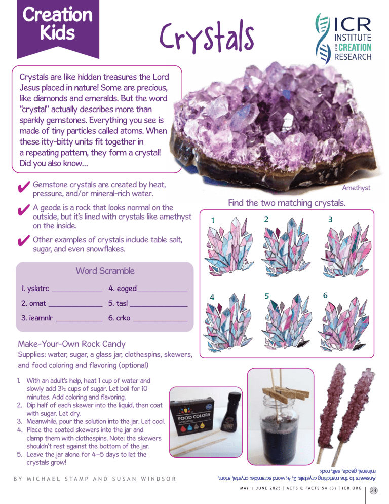 Crystals: Kids' Activity Sheet - Science Fun!