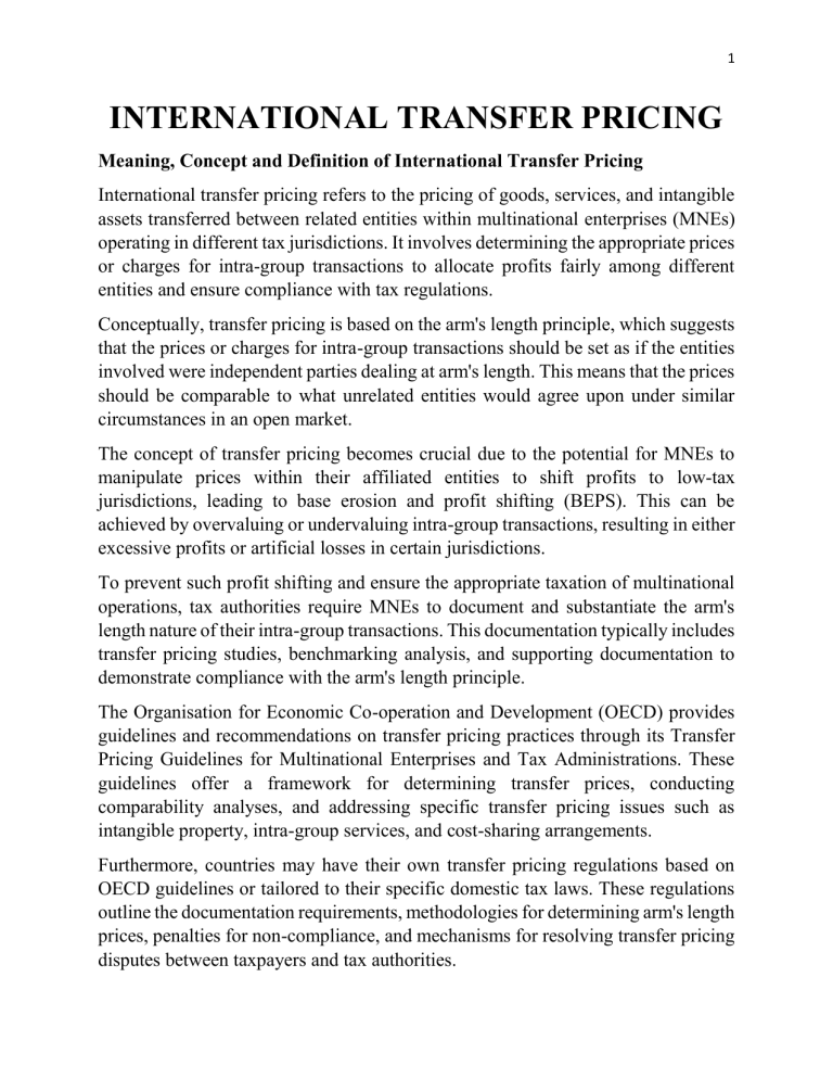 International Transfer Pricing: Meaning & Objectives