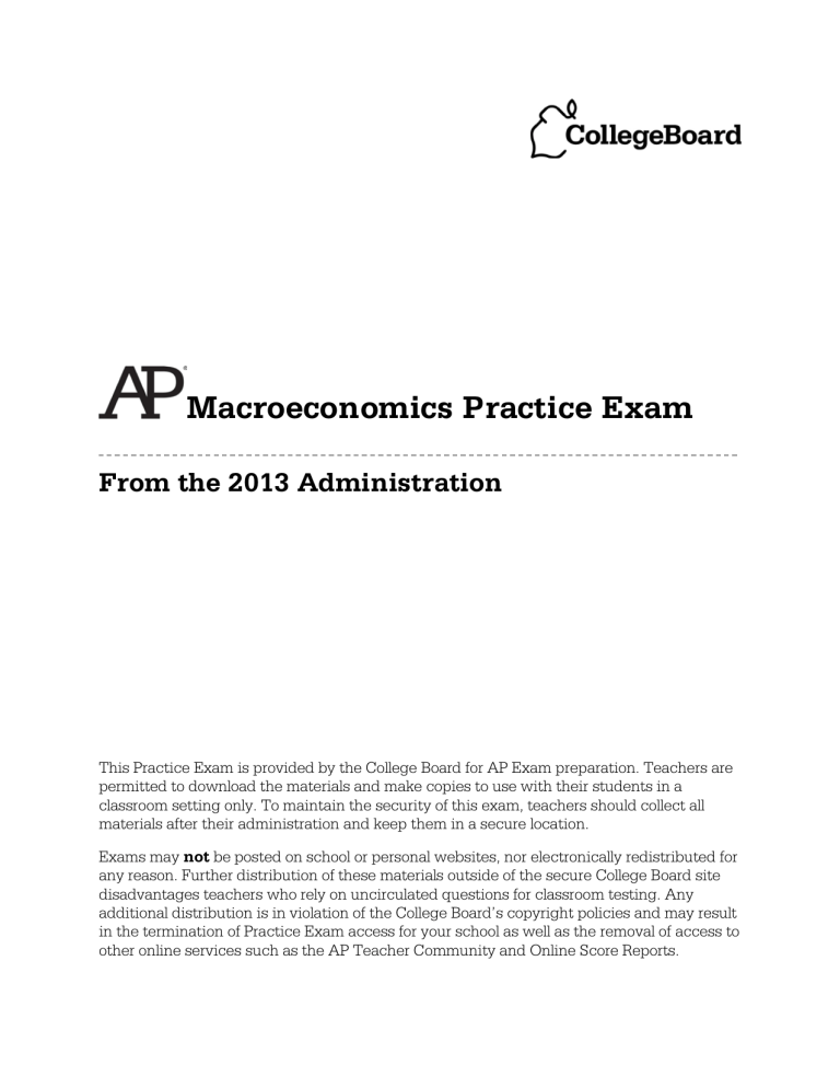 AP Macroeconomics Practice Exam (2013)