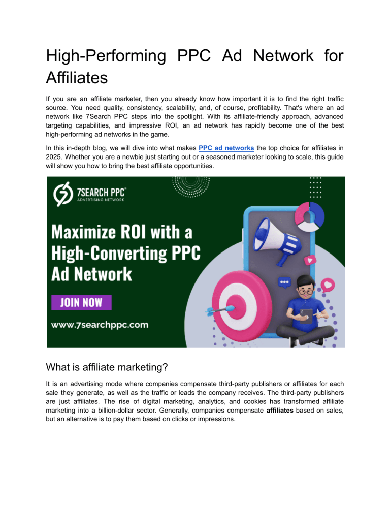 7Search PPC: Affiliate Ad Network Guide for 2025