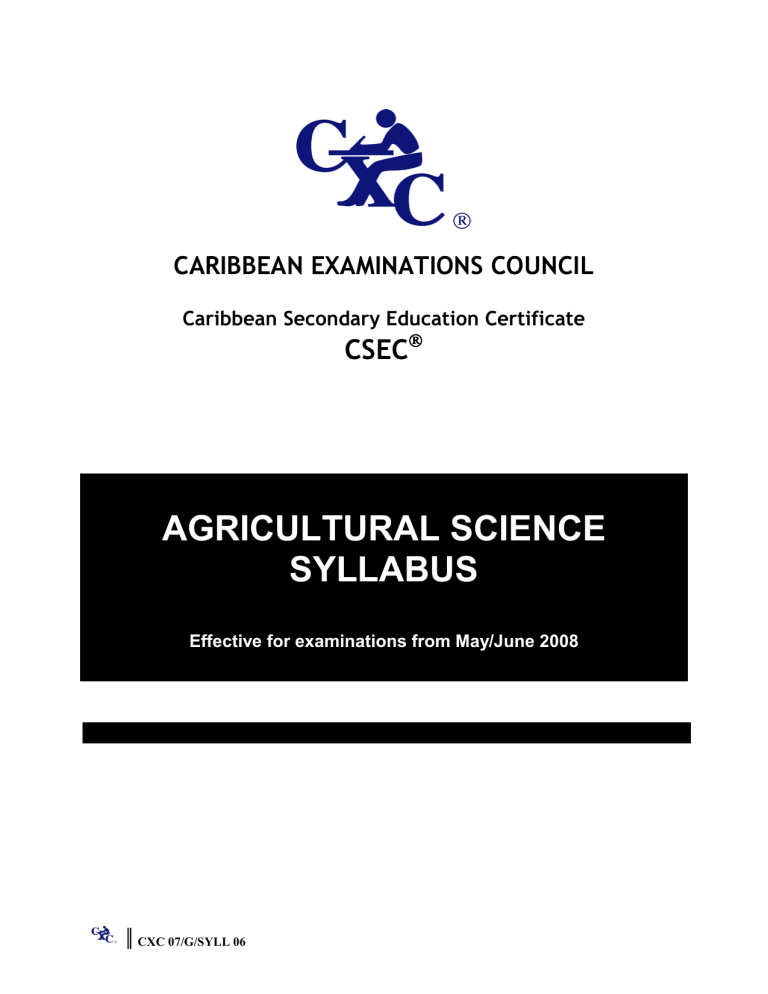 CSEC Agricultural Science Syllabus (2008)