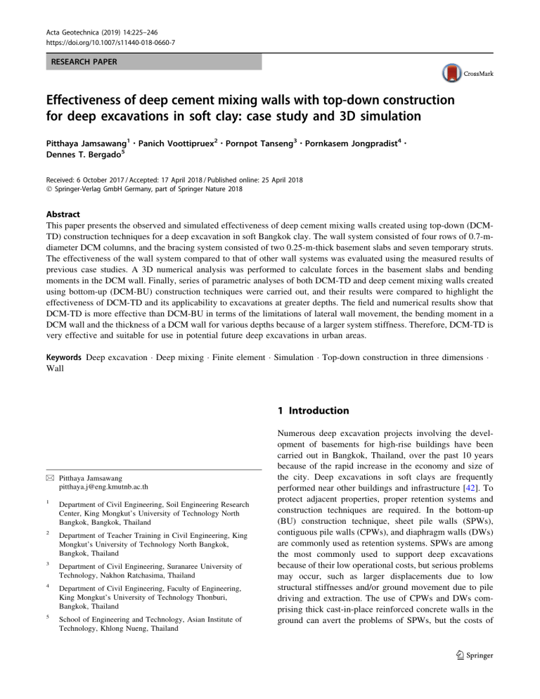 DCM Walls & Top-Down Construction in Soft Clay