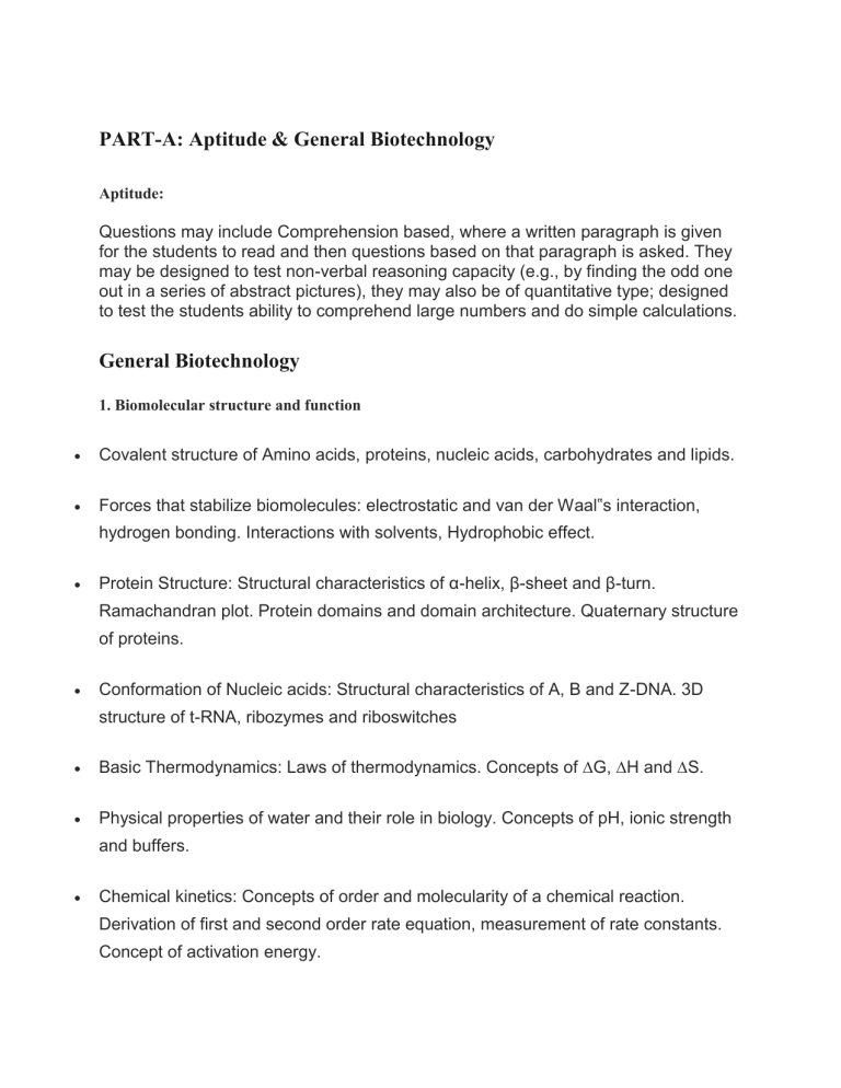 Biotechnology Exam Prep: Aptitude & General Biotechnology