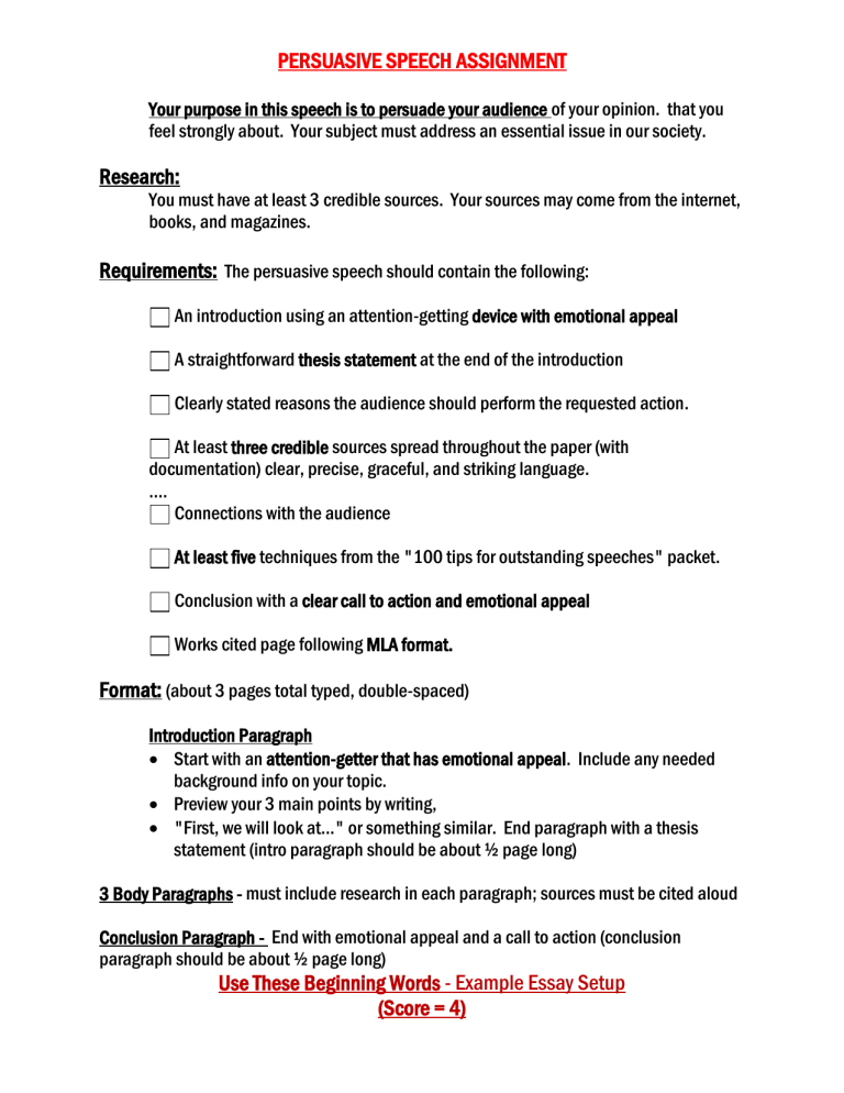 Persuasive Speech Assignment: High School Guide