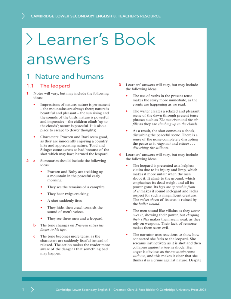 Cambridge Lower Secondary English 8: Teacher's Resource