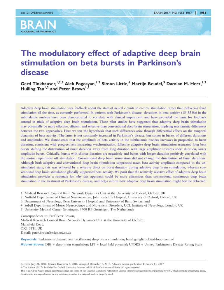 Adaptive DBS & Beta Bursts in Parkinson's Disease