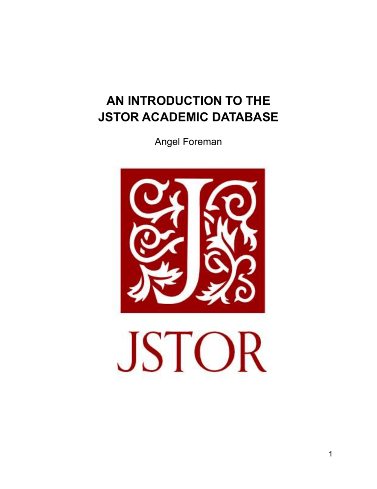 JSTOR Database Guide: Access, Search, and Save