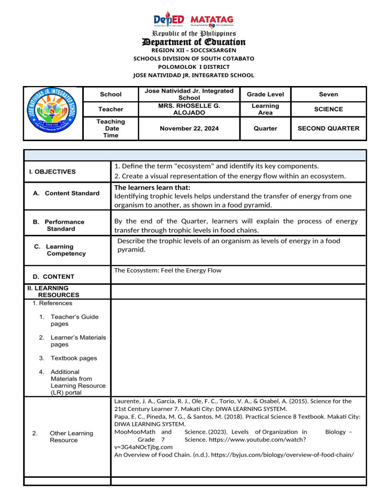 Ecosystems & Energy Flow: Grade 7 Science Lesson Plan