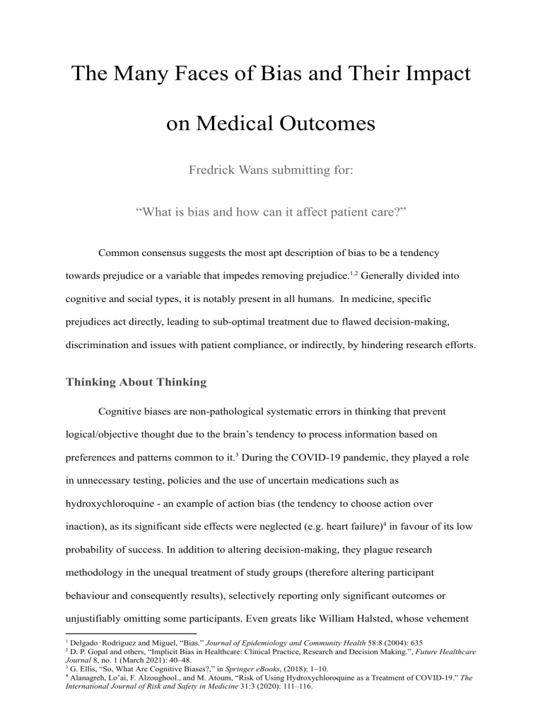 Bias in Healthcare: Impact on Patient Outcomes