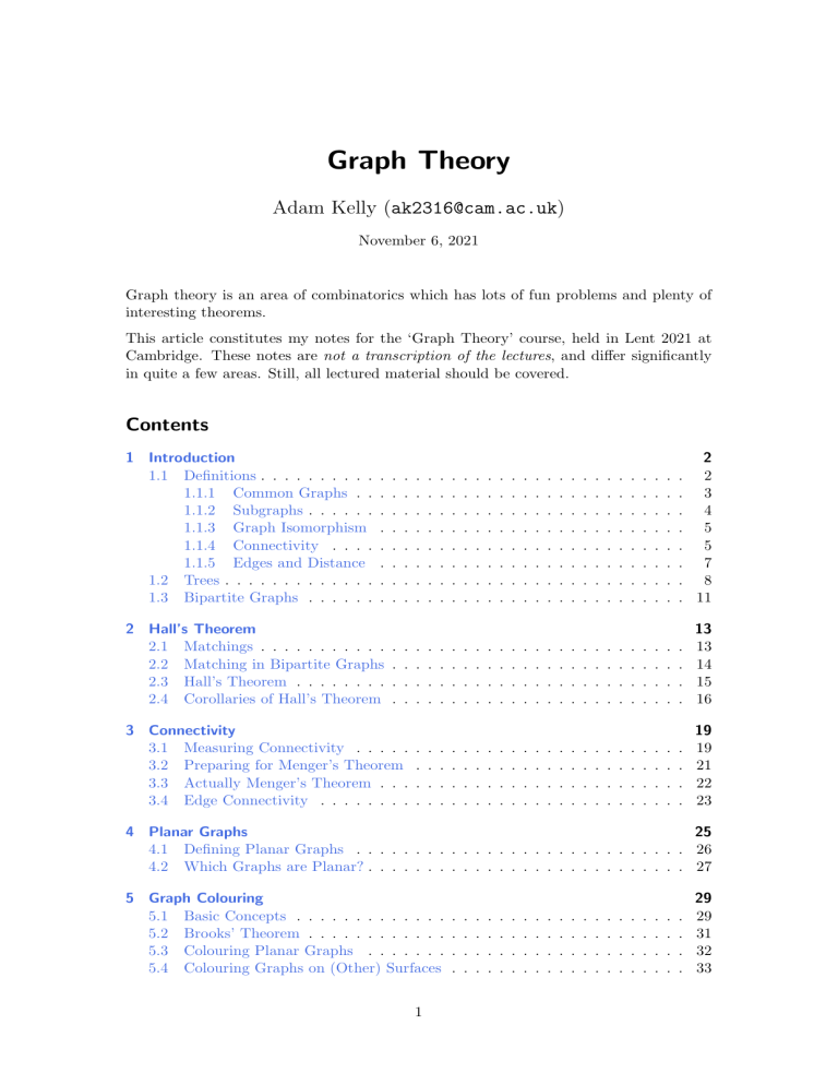 Graph Theory Lecture Notes