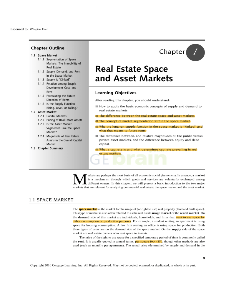 Real Estate Space & Asset Markets: Chapter Outline