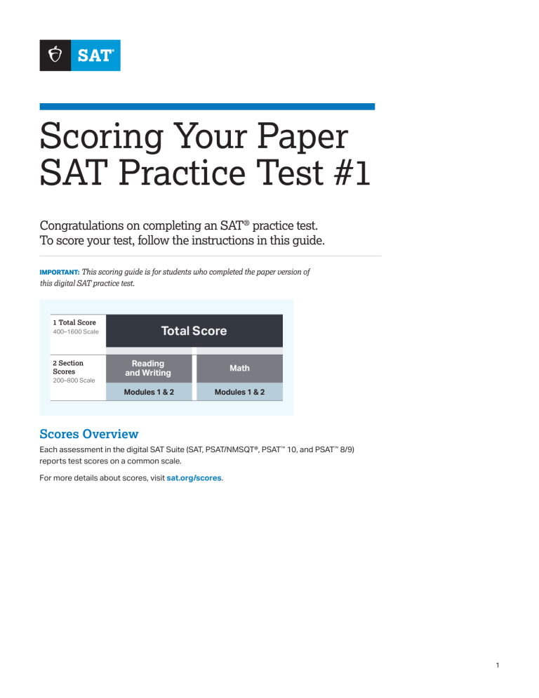 SAT Practice Test #1 Scoring Guide: Calculate Your Scores (2023)