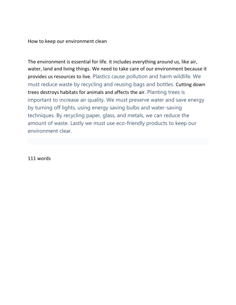 Environment & Health: Keeping Clean & Eating Healthy