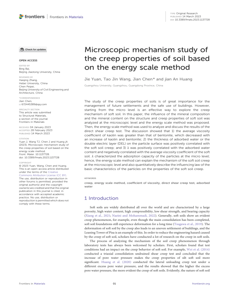 Soil Creep Microscopic Mechanism: Energy Scale Method