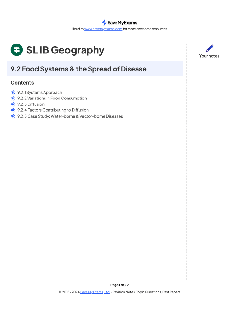Food Systems & Disease: IB Geography Revision Notes