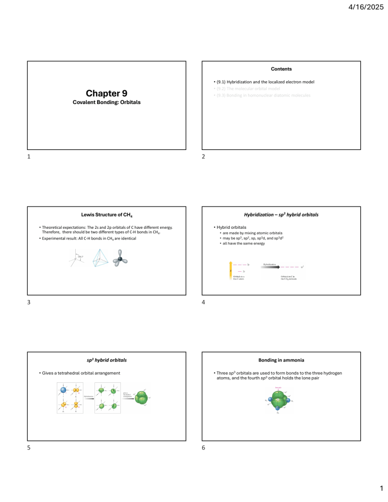 Covalent Bonding: Orbitals - Hybridization & Molecular Orbitals