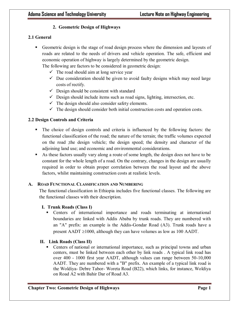 Highway Geometric Design: Lecture Notes