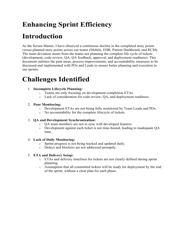 Enhancing Sprint Efficiency: Process Improvements