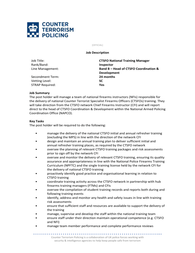 CTSFO National Training Manager Job Description