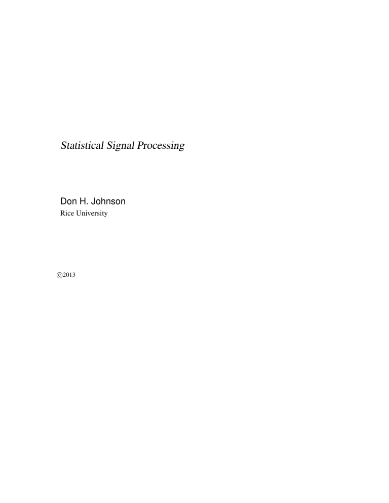 Statistical Signal Processing Textbook