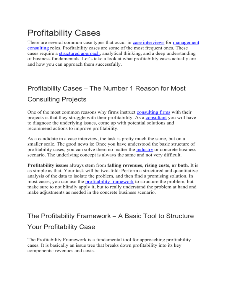 Profitability Case Interview Prep: Framework & Analysis