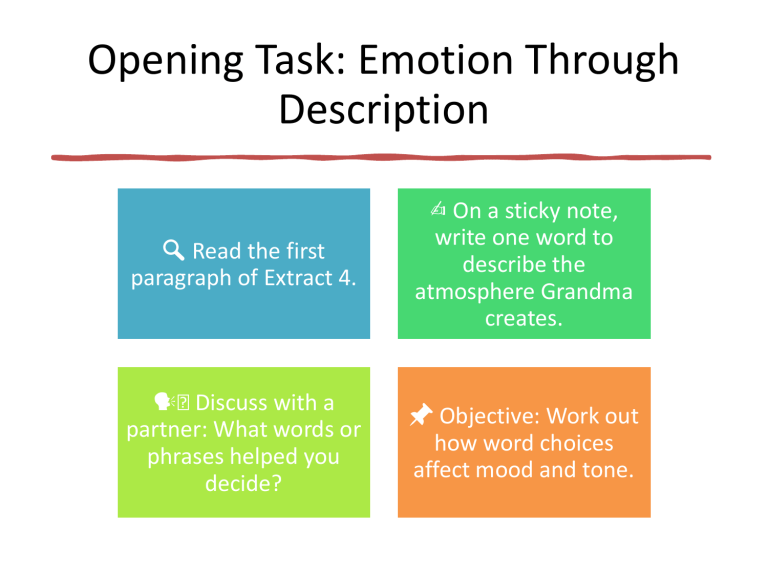 Emotion Through Description: Lesson Plan
