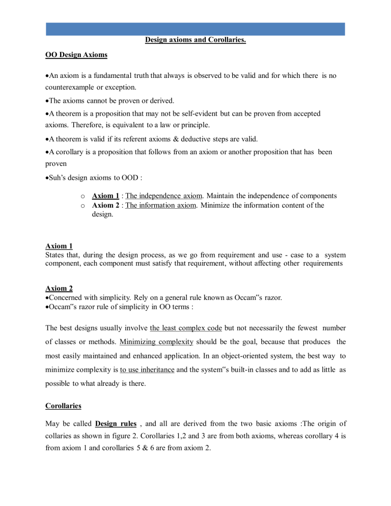 OO Design Axioms & Corollaries: Independence & Information