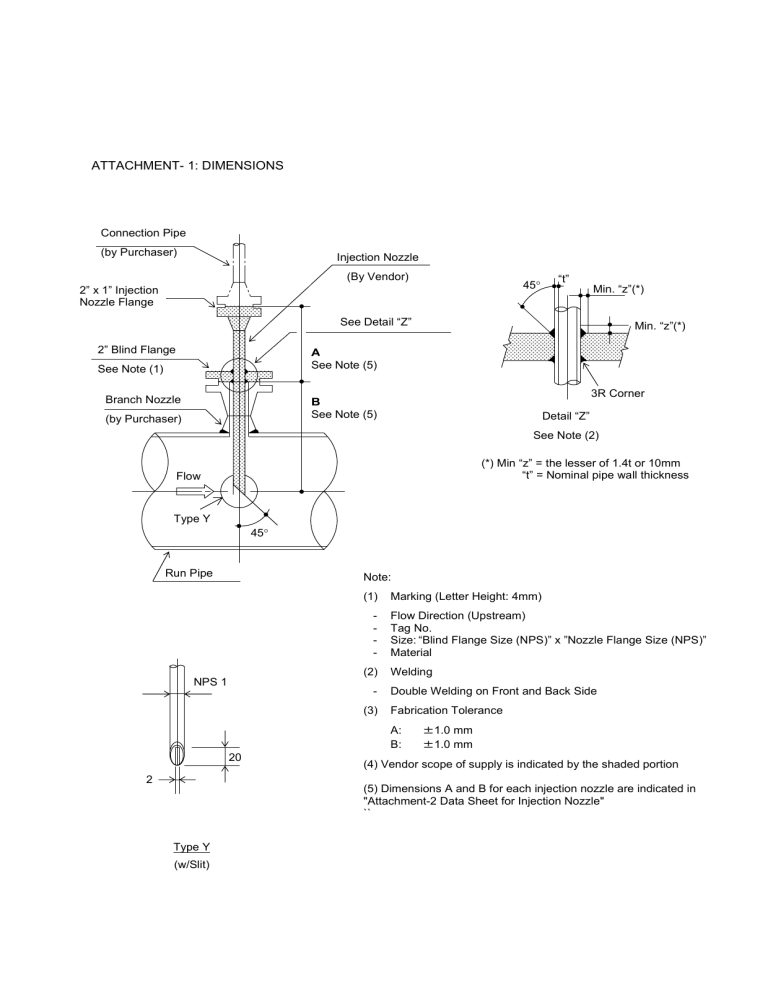 Injection Nozzle Data Sheet: Dimensions & Specifications