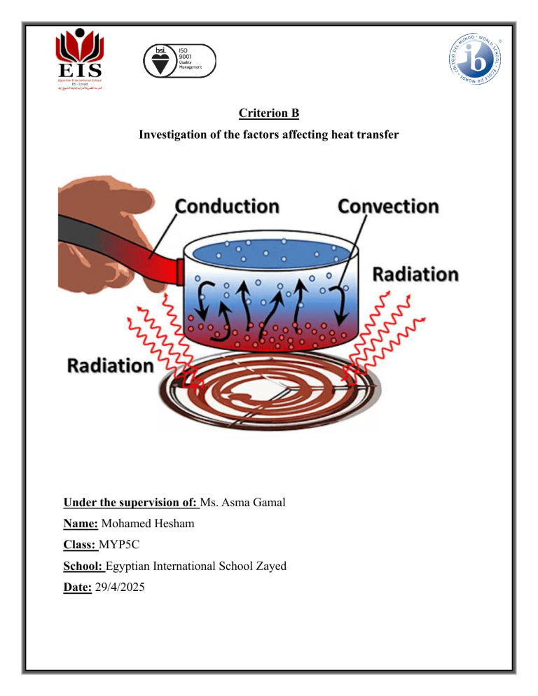 Heat Transfer Lab Report: Mass vs. Rate